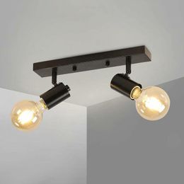 Deckenspot Industriell und Vintage E27 Basis 2 Lichtern Deckenlampe Für Wohnzimmer Schlafzimmer Esszimmer Bar Café Schwarz