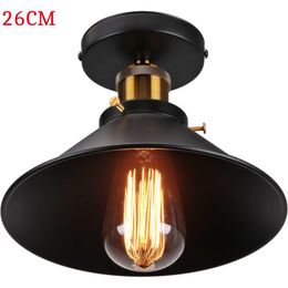 Axhup - Deckenleuchte Vintage Retro Deckenlampe Industriell Eisen Lampenschirm Hutform 26cm Schwarz 1PCS