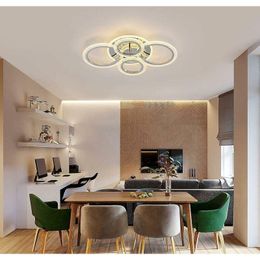Comely - Moderne LED-Deckenleuchte, 60 w, 4 Ringe, Design-Deckenleuchter, klare Blasen-Acryl-Deckenleuchte, für Wohnzimmer, Schlafzimmer, Küche,