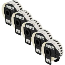 5x Etiketten-Rolle mit Halter 38mm x 30,48m (1 Etikette) kompatibel mit Brother pt QL-710W, QL650TD, QL-700, QL-710 Etiketten-Drucker - vhbw