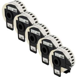 5x Etiketten-Rolle mit Halter 38mm x 30,48m (1 Etikette) kompatibel mit Brother pt QL-720, QL720NW Etiketten-Drucker - vhbw