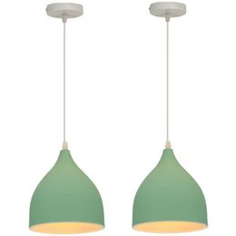 Wottes - 2 Stücke Industrielle Eisen Pendelleuchte Hellgrün Hängeleuchte Lampenfassung für Küche Keller Wohnzimmer