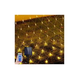 Solar Lichternetz Aussen 6x4m 480LEDs Lichterkette Warmweiß Lichterkettennetz mit 8 Leuchtmodi Speicherfunktion & Timer & usb & Dunkelgrüne