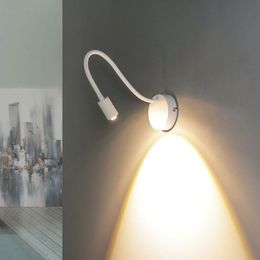Licht-Erlebnisse - led Wandleuchte Metall zeitloses Design Schwanenhals - Weiß