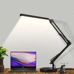 Rhafayre - led Schreibtischlampe mit Klemme, skyleo Schwenkarmlampe mit USB-Ladeanschluss, augenfreundliches Licht, mehrstufig verstellbare Leselampe