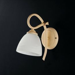 Iperbriko - Applikation aus Eisen Decape Elfenbein einflammiger Lampenschirm aus weißem Glas 23x h25 cm