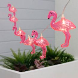 LED-Lichterkette - Flamingo - Solar - 10 Leuchten - 2 Meter - Rosa
