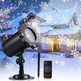 Minkurow - LED-Projektor Weihnachten Schneeflocke Projektor für Innen- und Außenbereich LED-Projektionslampe Schneeeffekt mit kabelloser