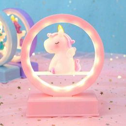 Mumu - LED-Nachtlicht, Einhorn Spieluhr mit LED-Licht, Einhorn Tischlampe für Mädchen Geburtstag Weihnachtsgeschenk (1 Stück, rosa)