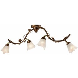 Licht-Erlebnisse - Deckenlampe Braun E14 Glas Metall Floral Deckenleuchte - Shabby Braun Antik, Weiß