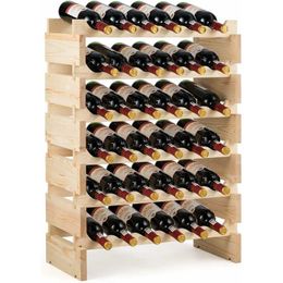Costway - Weinregal Holz, für 36 Flaschen Weinstaender Flaschenregal 6 Hoehe zur Auswahl, Holzregal stabil, Weinschrank Flaschenstaender