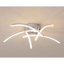 Moderner LED-Deckenleuchte aus Aluminium in Silberner Gabelform - Ideal für Wohnzimmer, Schlafzimmer, Treppe, Flur (30W, Warmweißes Licht 3000K)