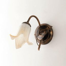 Iperbriko - Wandlampe aus Eisen Braun Gold mit Weiß Bernstein Glas ein Licht 28x h20 cm