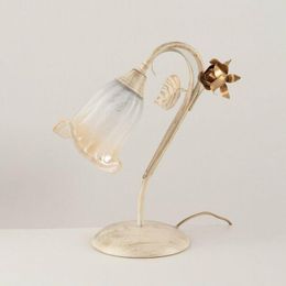 Iperbriko - Tischlampe aus Eisen Elfenbein Gold Rose ein Licht 23x h30 cm