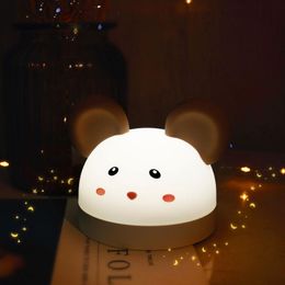 Kinder-Nachtlicht 3-in-1 tragbares LED-Nachtlicht und Wecker Maus Silikon Nachttischuhr Einstellbare Helligkeit usb wiederaufladbares Baby-Nachtlicht