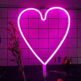 Herz-Leuchtreklame LED-Neonrosa Leuchtreklame Liebesherz-Leuchtreklame USB-/batteriebetriebenes Neon-Wandlicht für Mädchenzimmer-Dekoration