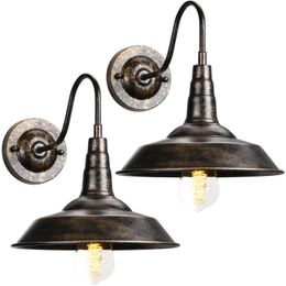 Wottes - 2Pcs Retro Industrie Wandleuchte E27 Metall Wohnzimmer kreative Schmiedeeisen Topfdeckel Wandlampe Rost