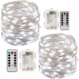 2x10m led Lichterkette Batteriebetrieben 100 LEDs Timer Funktion mit Fernbedienung IP44 Wasserdicht Indoor und Outdoor Dekoration für Weihnachten