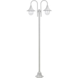 Garten-Pollerleuchte E27 220 cm Aluminium 2-Laterne Weiß vidaXL469582