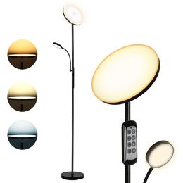 VINGO Led Stehleuchte 27W, Dimmbar Stehlampe, Moderne Ecklampe, Büro Lesearm, 175cm, Deckenfluter - schwarz