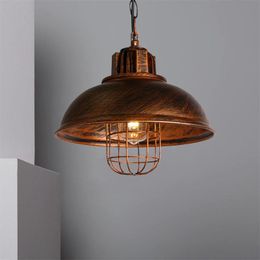 Pendelleuchte, Industrielle Stil Kronleuchter mit Kette, Hängelampe mit Ø33cm Dome Metall Lampenschirm für Wohnzimmer Schlafzimmer Esszimmer Bronze