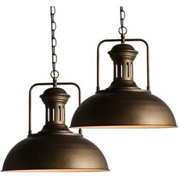 2er Pendelleuchte Dome, Vintage Metall Hängelampe im Industri Stil, Ceiling Lampe mit Lampenschirm für Wohnzimmer Esszimmer Restaurant Bar Coffee