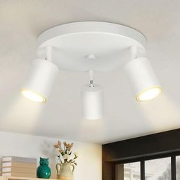 Deckenleuchte Wohnzimmer Deckenstrahler Rund - Modern Weiß Deckenspots GU10 Wohnzimmerlampe mit 3 Flammig Deckenlampe Metall Küchenlampe Schwenkbar