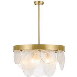 PRIVATEFLOOR Deckenlampe mit Kristallscheiben - Design-Pendelleuchte - Luna Gold - Glas, Metall - Gold