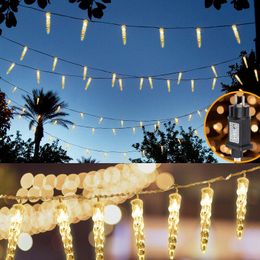 VINGO LED Eiszapfen Lichterkette Eisregen 40 LED Wasserdicht Weihnachten Meteor Eiszapfen Lichter, Warmweiß
