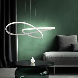 V-TAC Pendelleuchte led Esstischlampe weiß Wohnzimmerleuchte Hängelampe Designleuchte geschwungen, Aluminium, 20W 2540lm warmweiß, DxH 50x100 cm