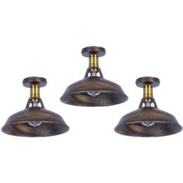Axhup - Deckenlampe Industriell Vintage Deckenleuchte Eisen 27cm Lampenschirm Bronze Lampe für Flur, Balkon, Treppe - 3 Pack