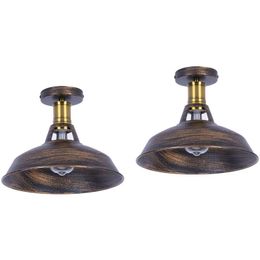 Axhup - Deckenlampe Industriell Vintage Deckenleuchte Eisen 27cm Lampenschirm Bronze Lampe für Flur, Balkon, Treppe - 2 Pack