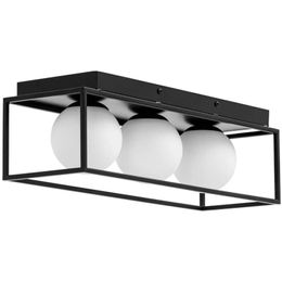 Uniprodo - Deckenleuchte 30 w 3 Glaskugeln Deckenlampe Wohnzimmer Schlafzimmer Eisenrahmen - Schwarz, Mattweiß