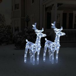 LED-Rentiere 2 Stk. Weihnachtsdekoration für Innen und Außen Kaltweiß 80 LEDs Acryl FUCIA45259 MAISONCHIC