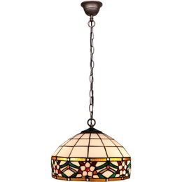 Deckensuspension mit Ketten- und Lampenschirm Tiffany -Durchmesser 30 cm Rosy -Glühbirnenserie nicht enthaltene Montage erforderlich
