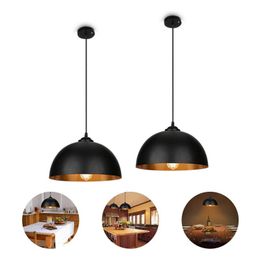 2x Pendelleuchte Lampenschirm Küche Hängelampe Design Hänge-Leuchte hängende - schwarz - Swanew