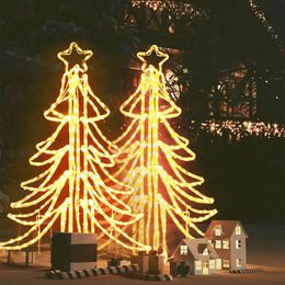 LED-Weihnachtsbäume 2 Stk.,Outdoor-Lichterketten,Weihnachtsschmuck/Weihnachtsdekoration Klappbar Warmweiß 87x87x93 cm CIW23744 MAISONCHIC