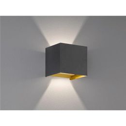 Fischer und Honsel Fischer&honsel - led Außenwandleuchte thore Schwarz Gold mit Up and Down Licht - 10cm breit