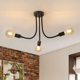 Aiskdan - Deckenleuchte 3 Lichter - Retro Schwarz Metall Design, Verstellbare E27 Basis, Deckenlampe für Wohnzimmer, Schlafzimmer, Küche, Café,
