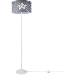 Stehlampe Kinderlampe Kinderzimmer Stehleuchte Lampenschirm Sterne Mond Design 3 (Ø38 cm), Stehleuchte Einbein - Weiß - Paco Home