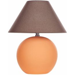 Beliani Tischlampe Orange Keramiksockel Leinenschirm 41 cm Textiltrommel Nachttisch Wohnzimmer Schlafzimmer Beleuchtung Traditionell - Orange