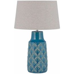 Beliani Tischlampe in Blau Keramik 55 cm mit dekorativen Verzierungen langes Kabel mit Schalter Wohnzimmer Glamour - Blau