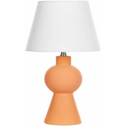 Beliani Tischlampe Orange und Weiß Keramik Vasenform 48 cm Stoffschirm Trommelform Empireform Kabel mit Schalter Modern Skandi Schlaf- u. Wohnzimmer - Weiß