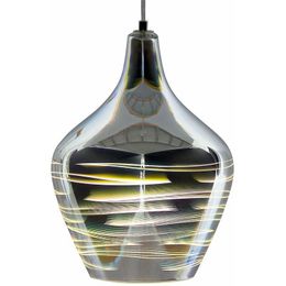 Beliani Hängeleuchte Silber Glas mit Schirm in Glockenform bunter 3D-Effekt Skandinavischer Stil für Wohnzimmer Esszimmer Kücheninsel - Silber