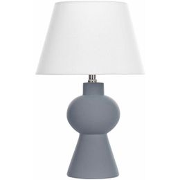 Beliani Tischlampe Grau und Weiß Keramik Vasenform 48 cm Stoffschirm Trommelform Empireform Kabel mit Schalter Modern Skandi Schlaf- u. Wohnzimmer - Grau