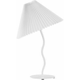 Beliani Tischlampe Weiß mit Metallfuß 48 cm Plisseeschirm Stoffschirm Kegelform Langes Kabel mit Schalter Modern Schlaf- u. Wohnzimmer Beleuchtung - Weiß