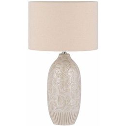 Beliani Tischlampe in Beige mit dezenten Verzierungen Keramik 57 cm langes Kabel mit Schalter Wohnzimmer Glamour - Beige