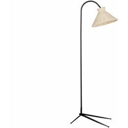 Beliani Stehlampe Natur / Schwarz aus Rattan 148 cm Kegelform Modernes Design Boho Stil für Wohnzimmer Schlafzimmer Flur - Natürlich