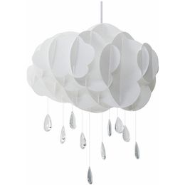 Beliani Hängeleuchte Weiß Wolkenform mit Kristall-Tropfen aus Acrylglas Kinderzimmer Beleuchtung Modernes Design - Weiß