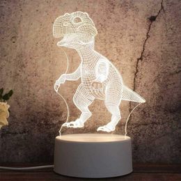 3D Nachtlicht für Kinder, Illusion Nachtlicht Nachttischlampe, 3 Farben Nachtlicht für Kinderzimmer Geburtstag Kinder Weihnachtsgeschenk, Dinosaurier